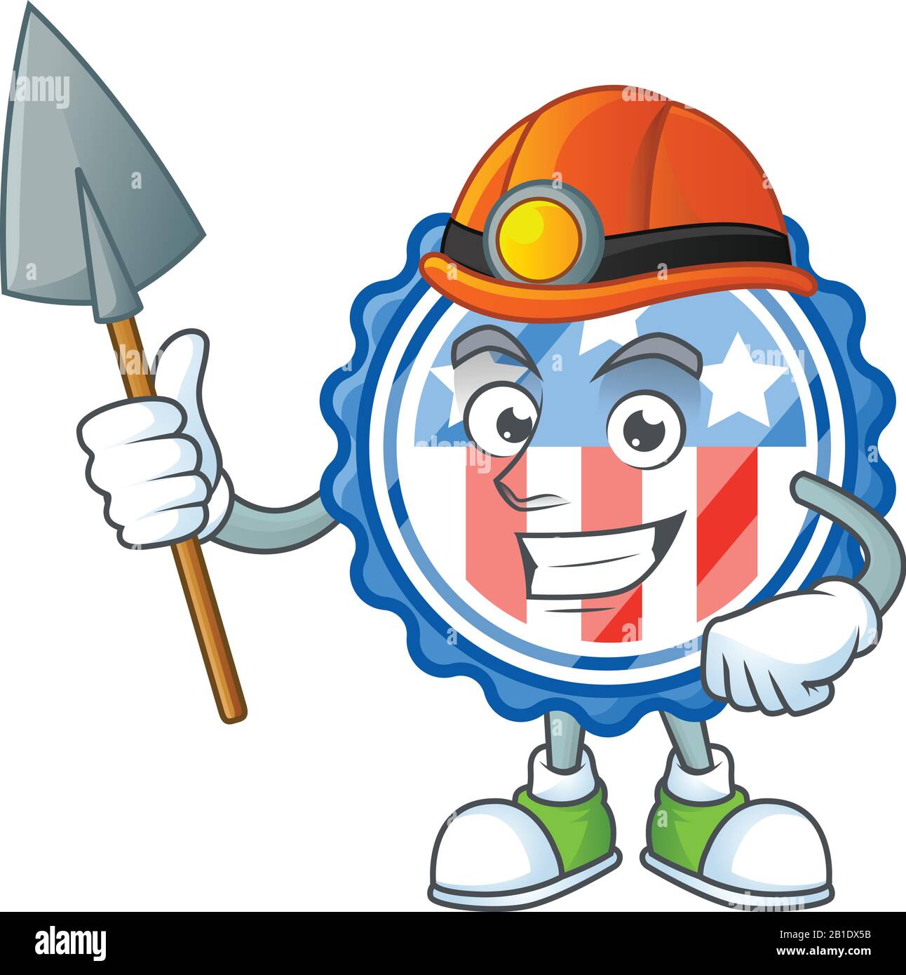 Cool clever Miner circle badges USA with star cartoon character design ...