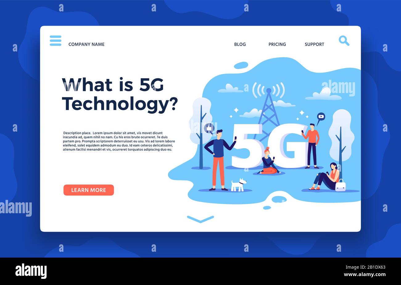 Network 5g landing page. Fast internet, wireless high speed connection ...