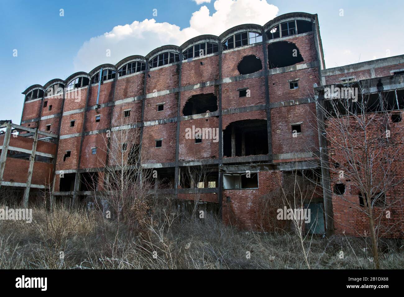 Devastated viscose factory in Serbia in the town of Loznica. Once a ...