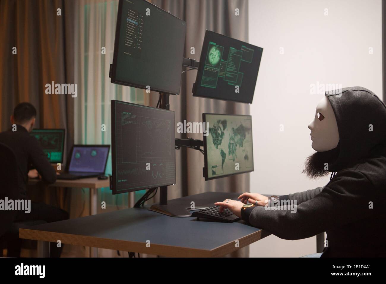 Hacker threat white mask hi-res stock photography and images - Alamy