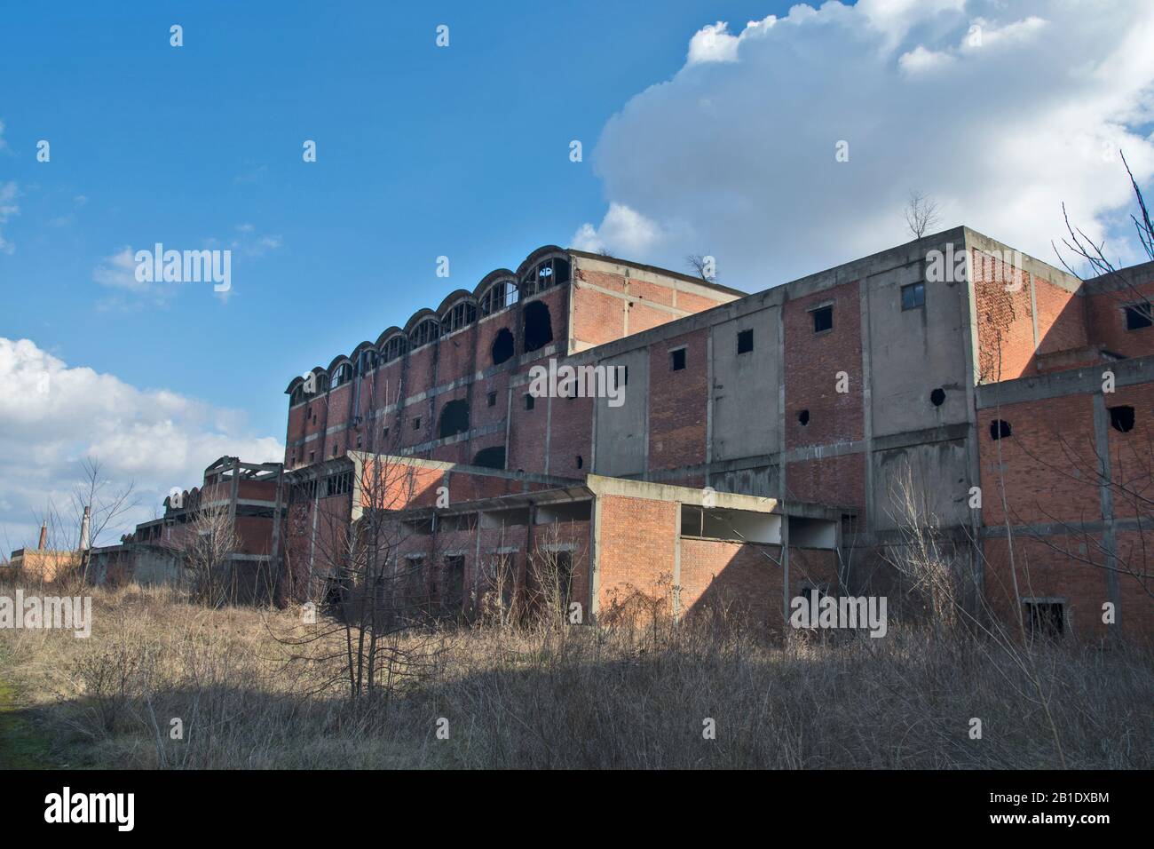 Devastated viscose factory in Serbia in the town of Loznica. Once a ...