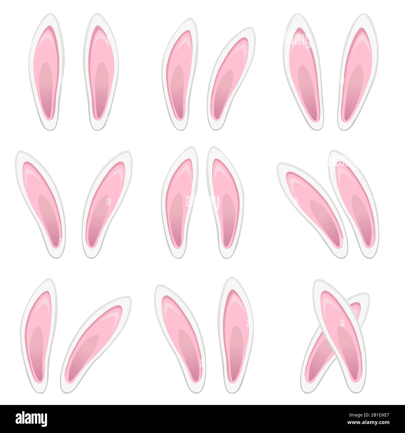 Easter bunny ears stickers collection. Set of masks Rabbit ear isolated ...