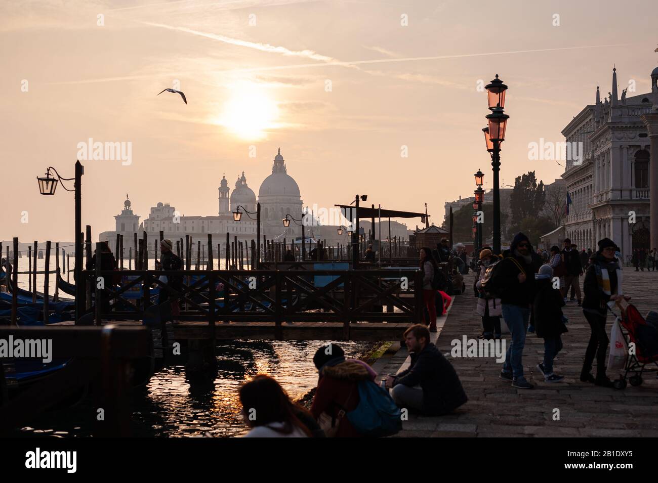 Sunset behind Santa Maria della Salute in Venice (Italy Stock Photo - Alamy