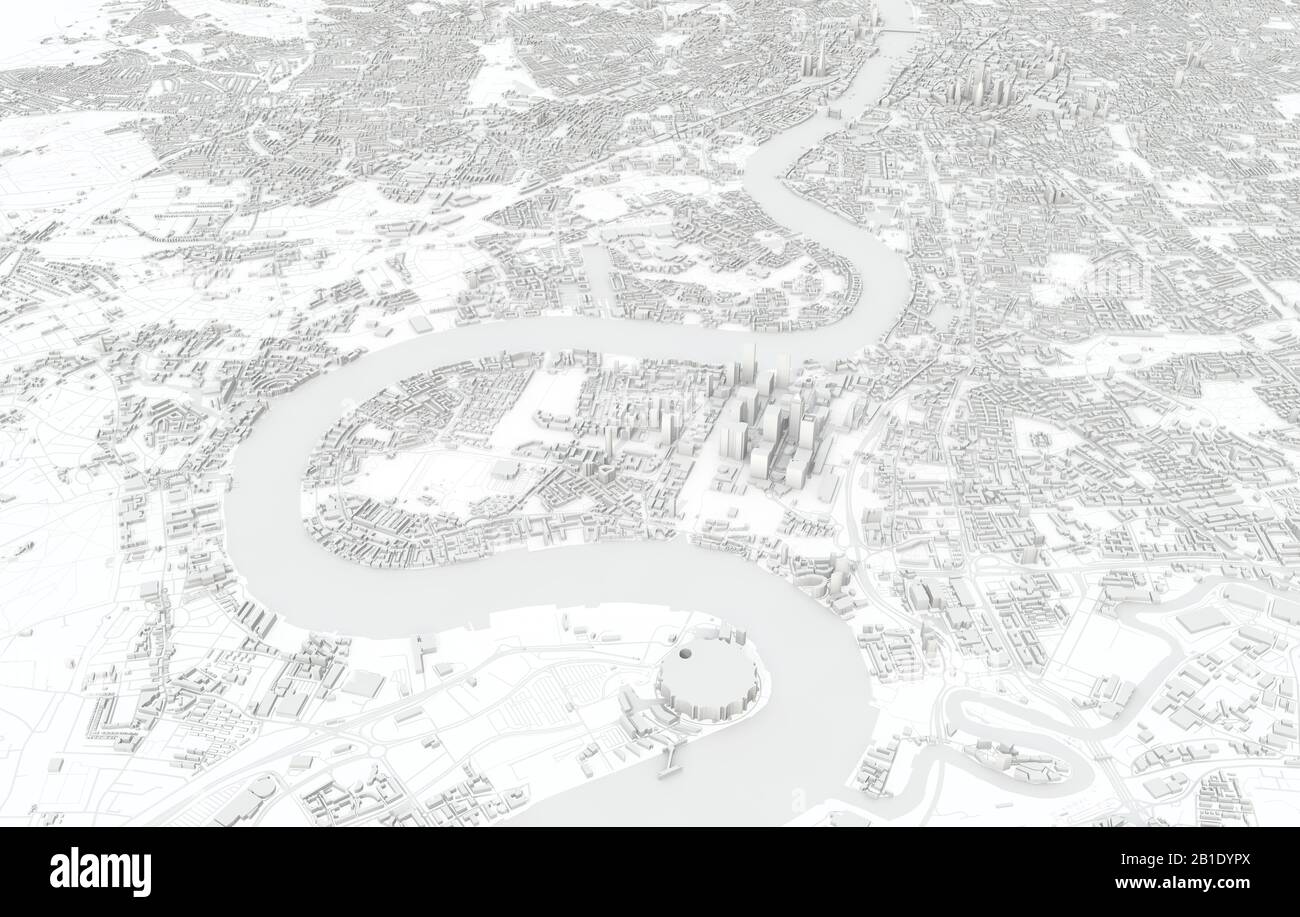 London city map 3D Rendering. Aerial satellite view Stock Photo - Alamy
