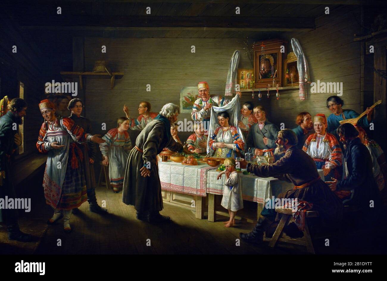 Viewing the Bride 1861 by Russian painter Nikolai Petrovich Petrov ...