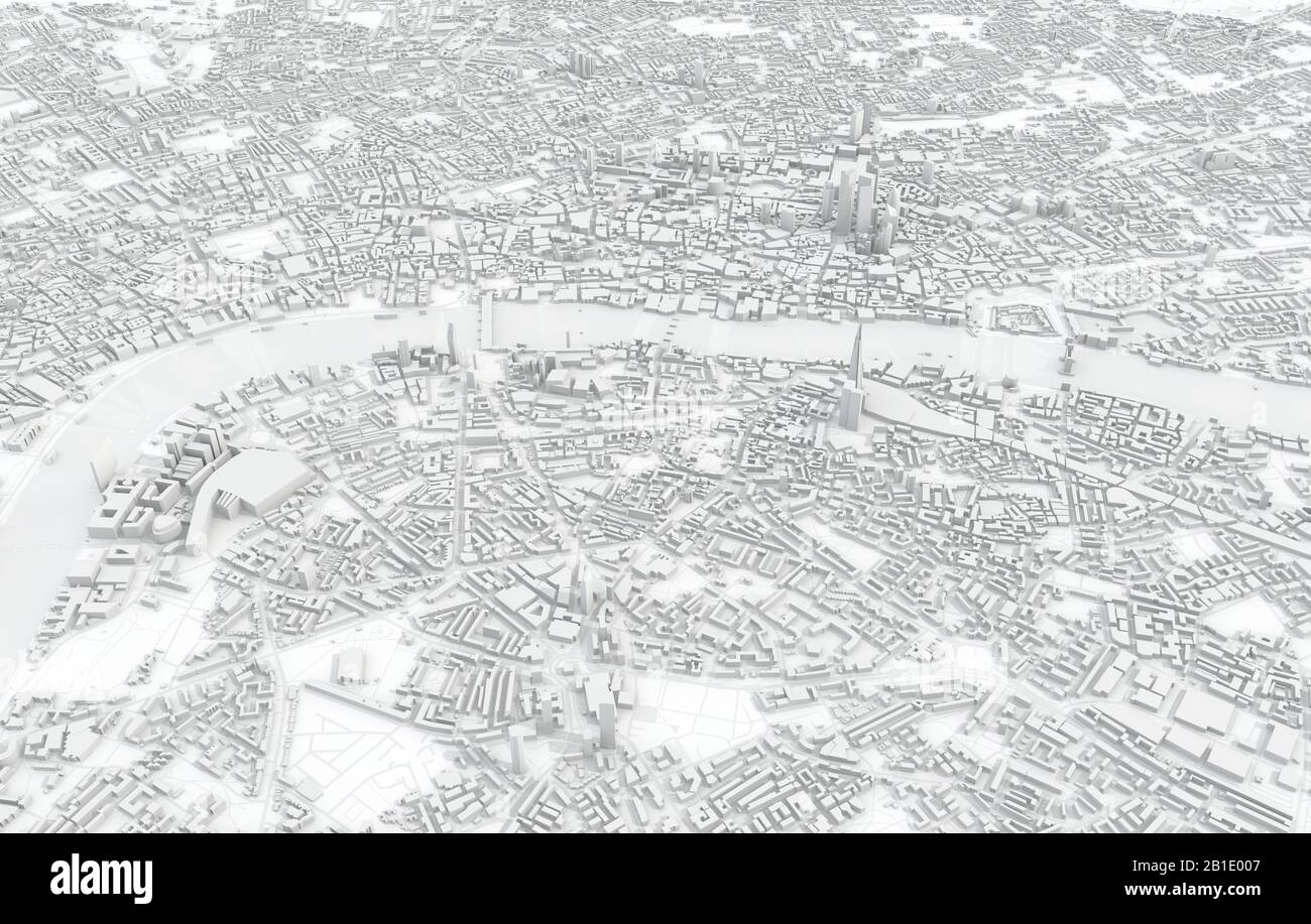 London city map 3D Rendering. Aerial satellite view Stock Photo - Alamy