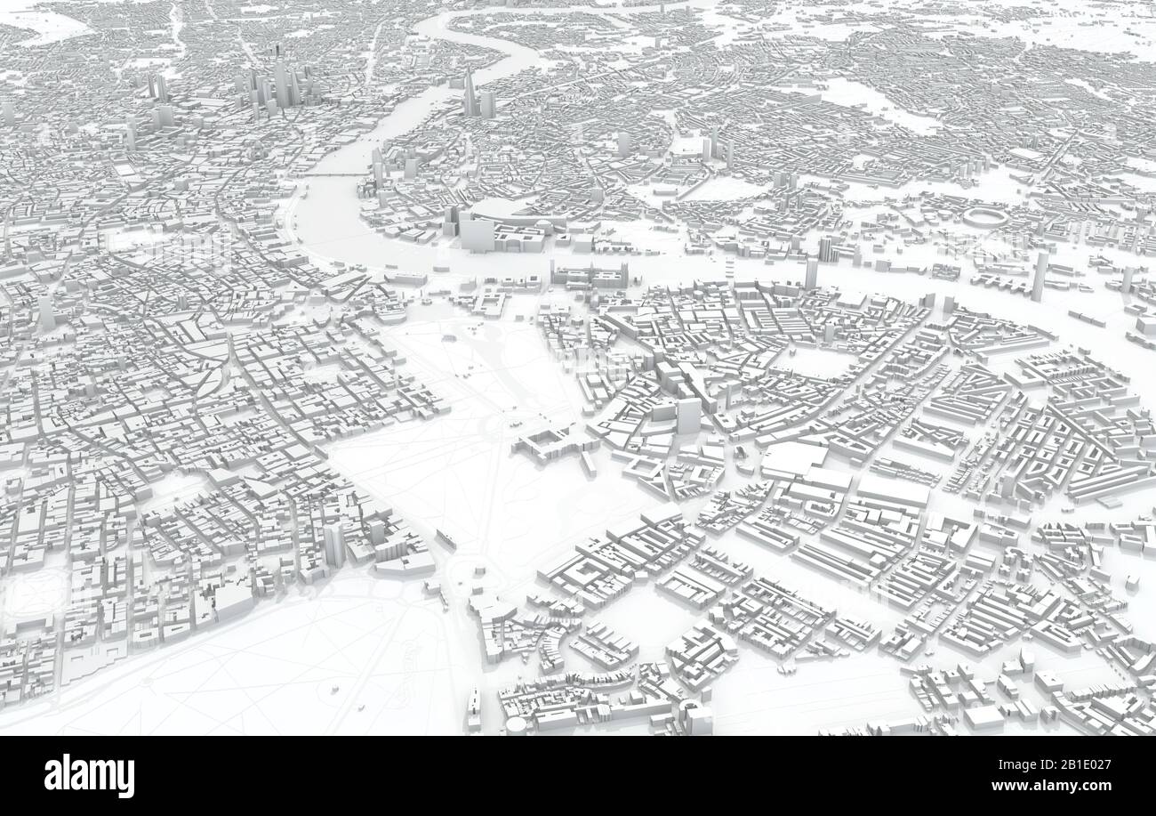 London city map 3D Rendering. Aerial satellite view Stock Photo - Alamy