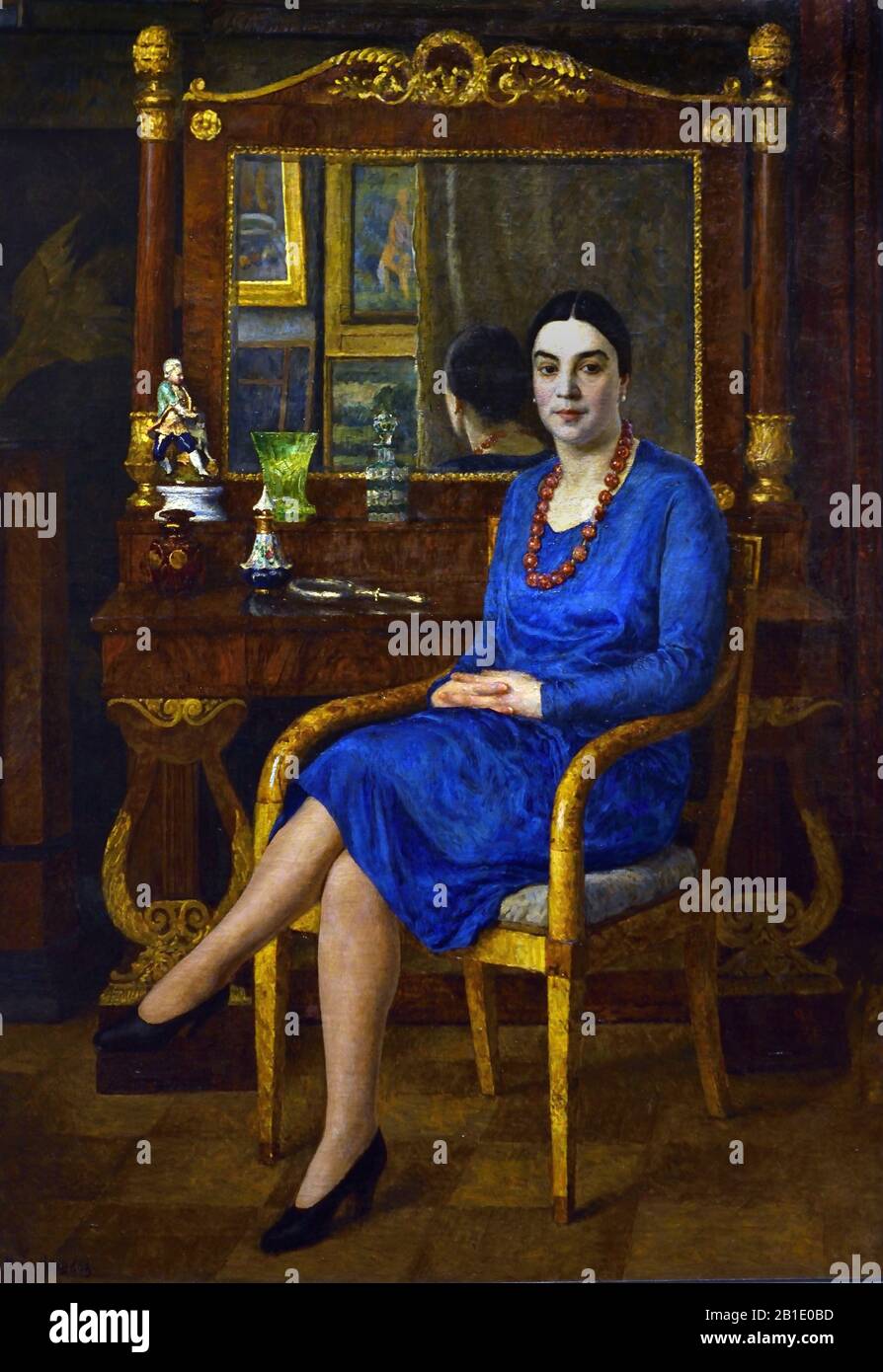 Portrait of z d r lady in blue ilya mashkov hi-res stock photography ...