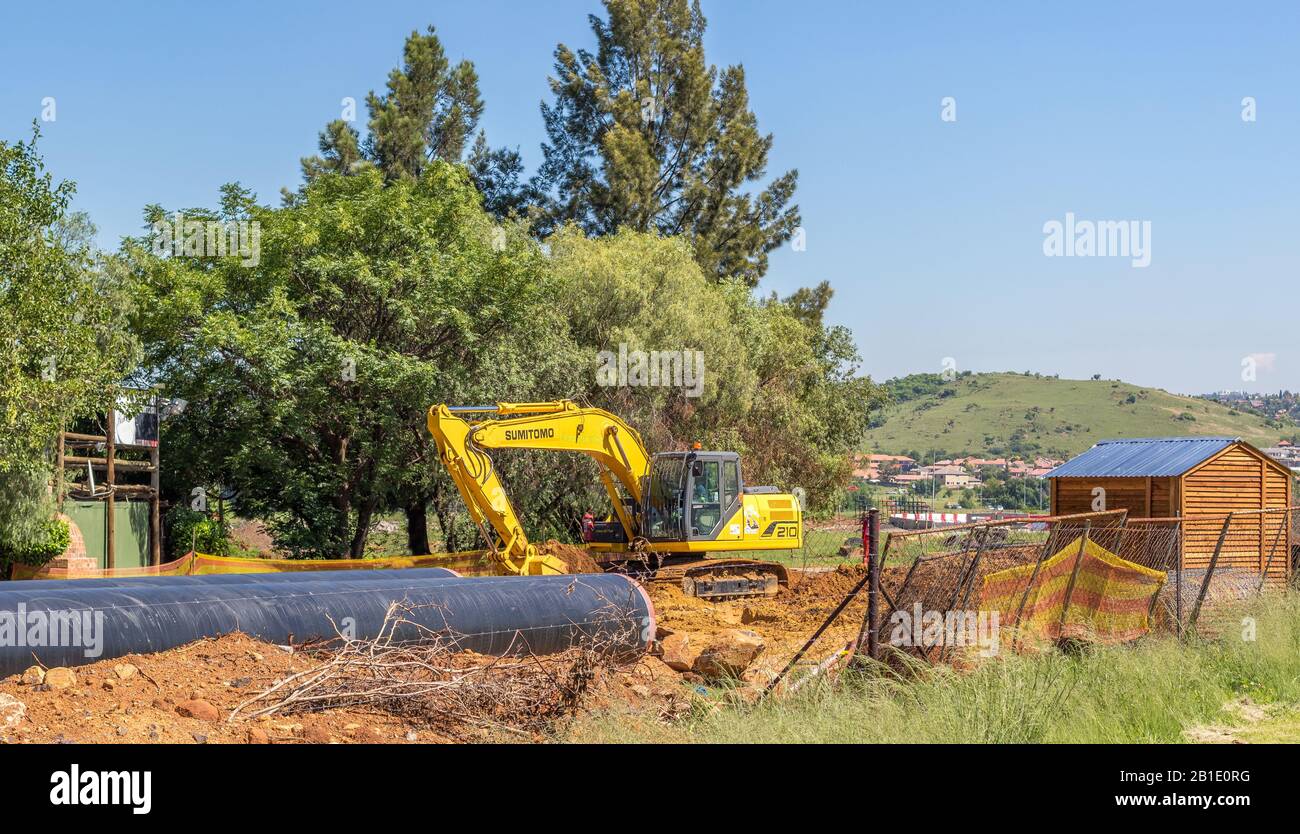 Alberton, South Africa - civil engineering works relaying a pipeline in ...