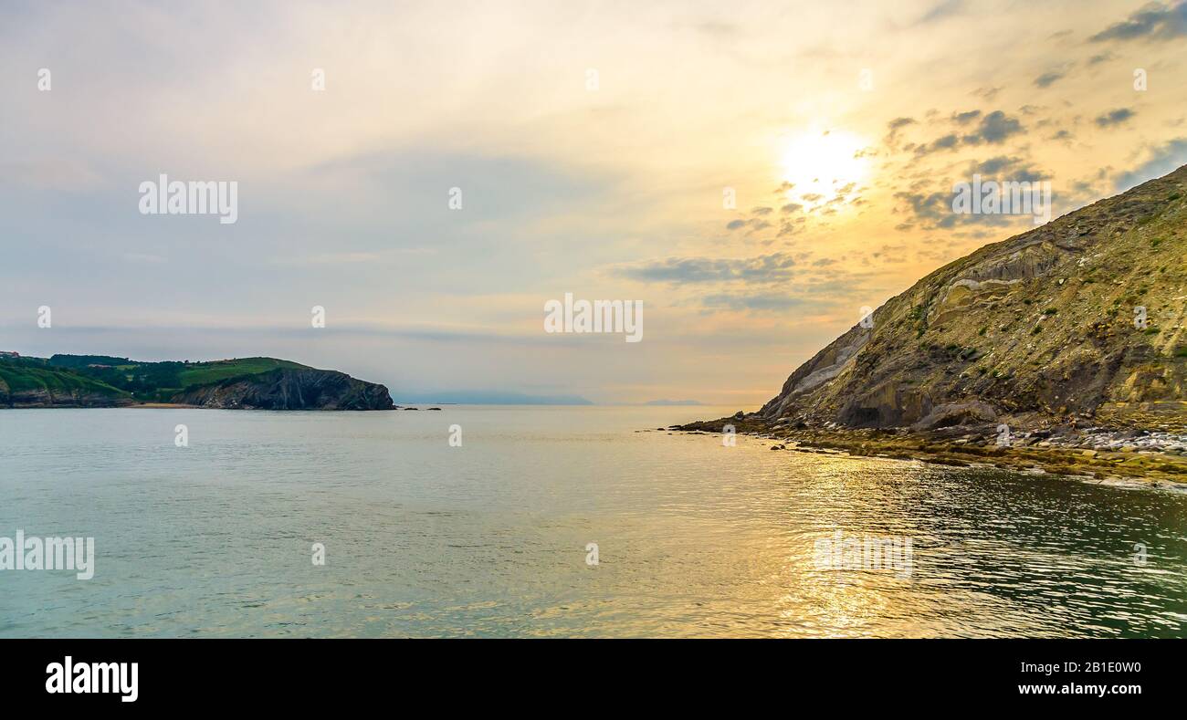 Playa De Gorliz at sunset, Spain, Bilbao Stock Photo - Alamy