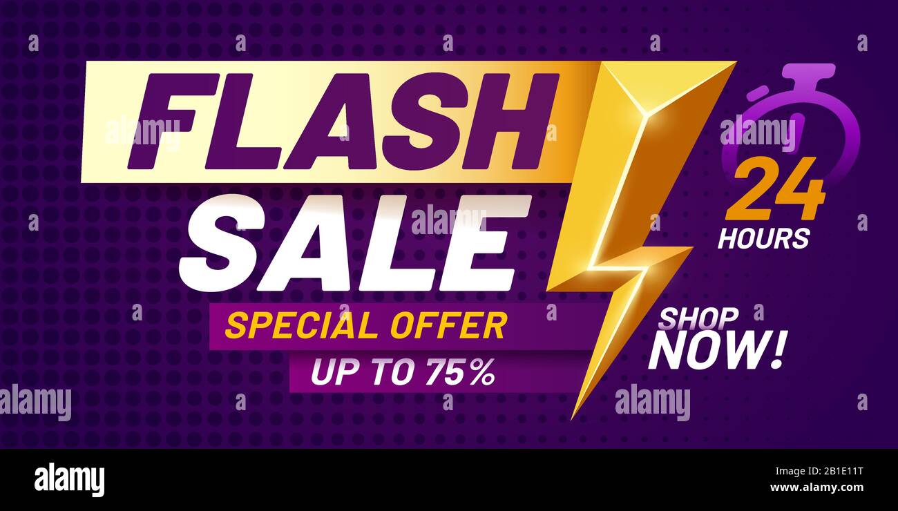 Flash sale poster. Lightning offer sales, special night deal and ...
