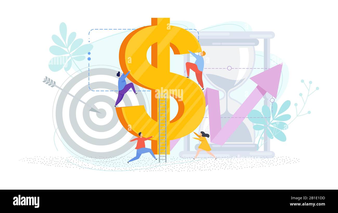 Tiny people climb a huge dollar Stock Vector Image & Art - Alamy