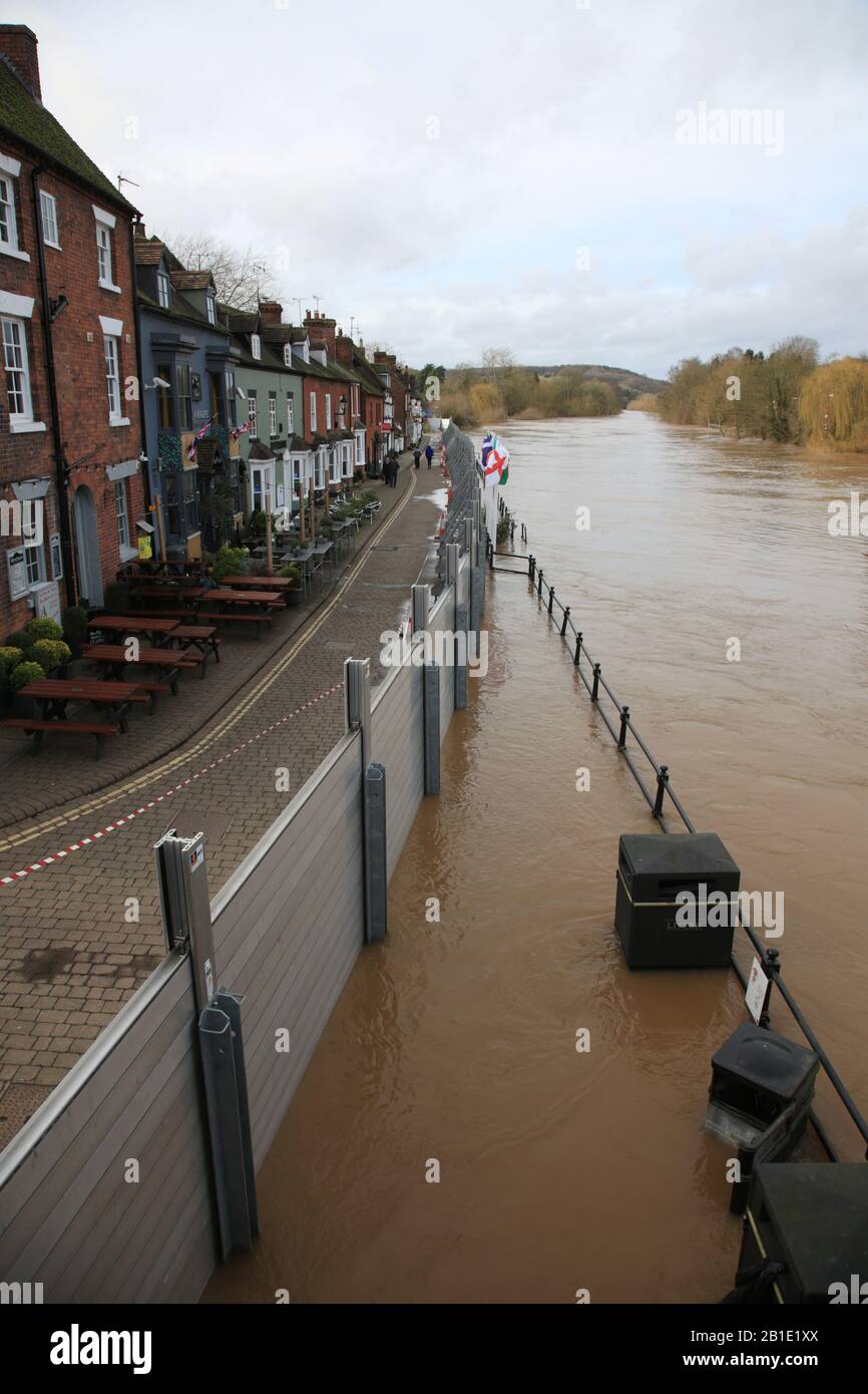 Flood Defence Barriers On The River Severn At Bewdley Worcestershire