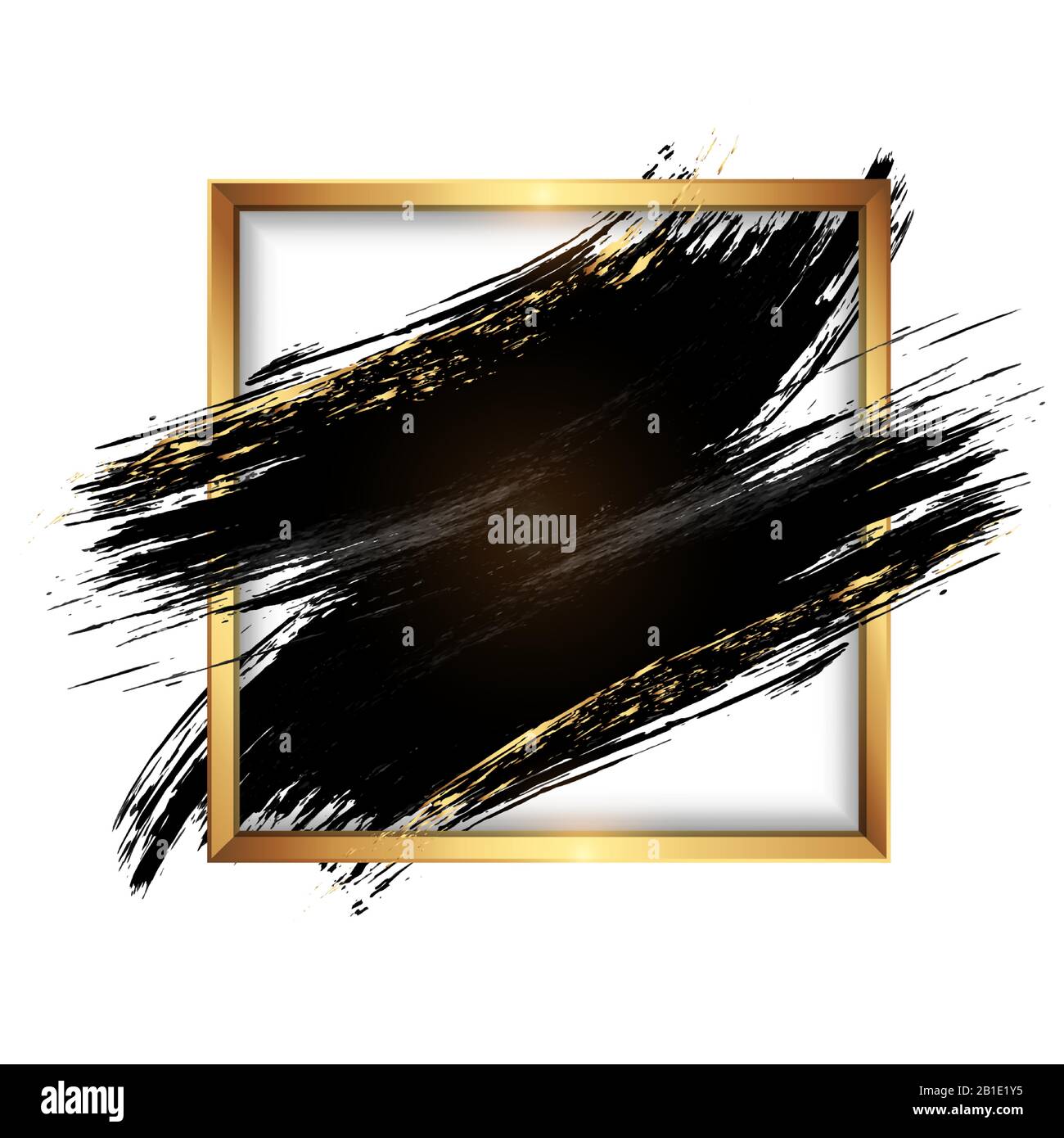 Gold frame with black brush stroke Stock Vector Image & Art - Alamy