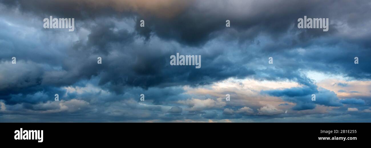 Beautiful panorama of sky with dark clouds before rain Stock Photo - Alamy