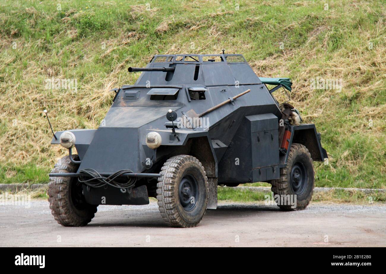 A Vintage Military Armoured Car with a Machine Gun Stock Photo - Alamy