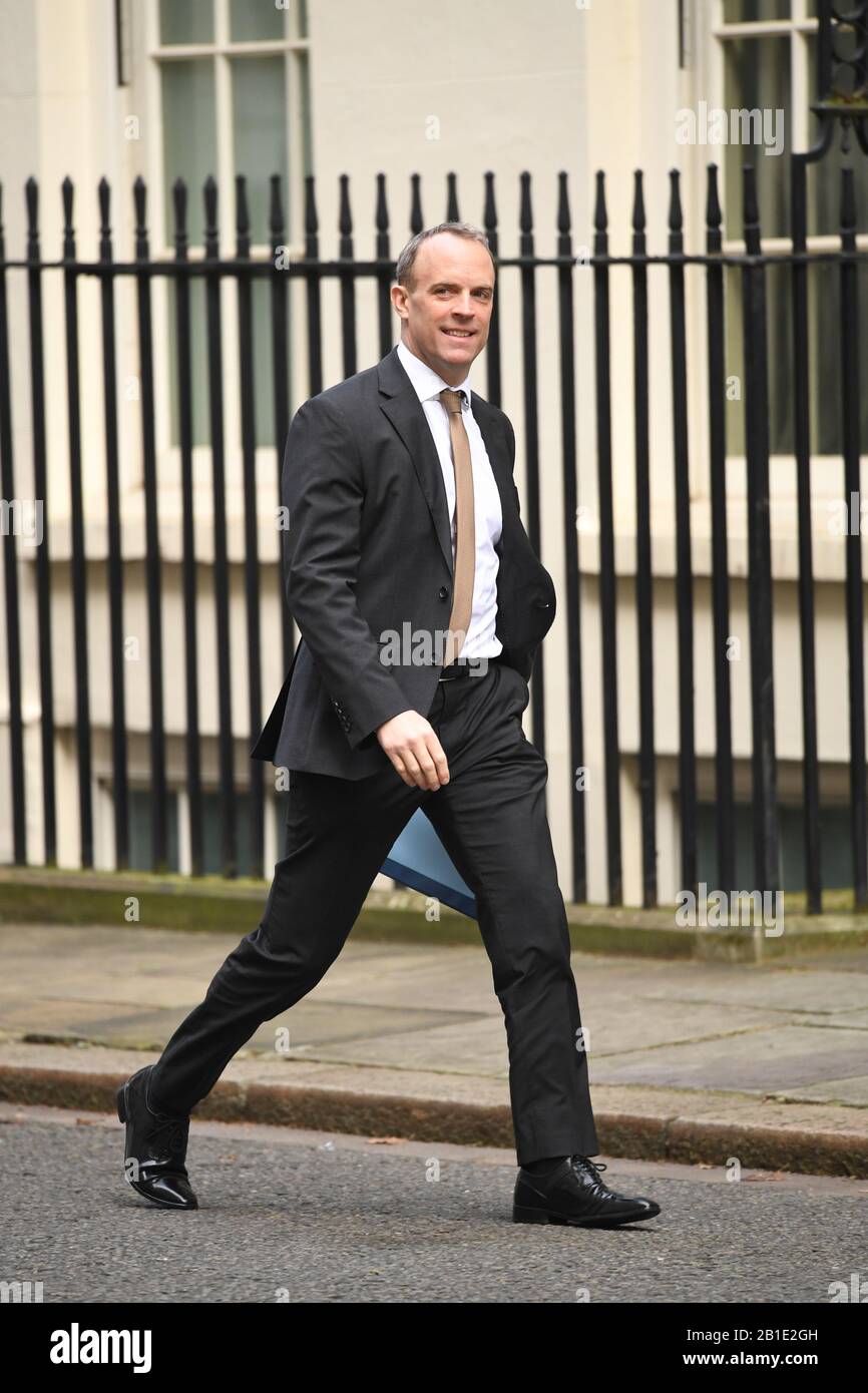 Foreign Secretary Dominic Raab arriving at 10 Downing Street, London ...