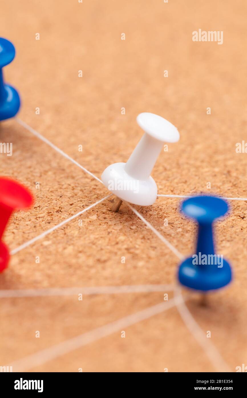 pins connected creating a network. Creative photo Stock Photo - Alamy