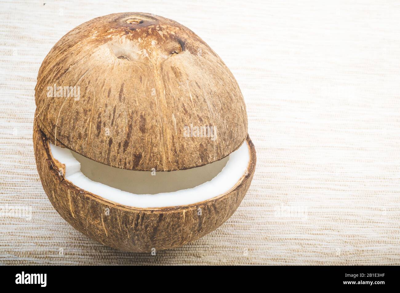 Tropical fruit whole and half abstract background .Coconut on white ...