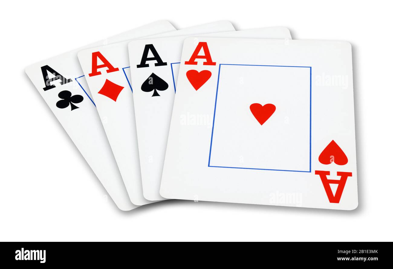 Four Aces Playing Cards - isolated on white Stock Photo - Alamy