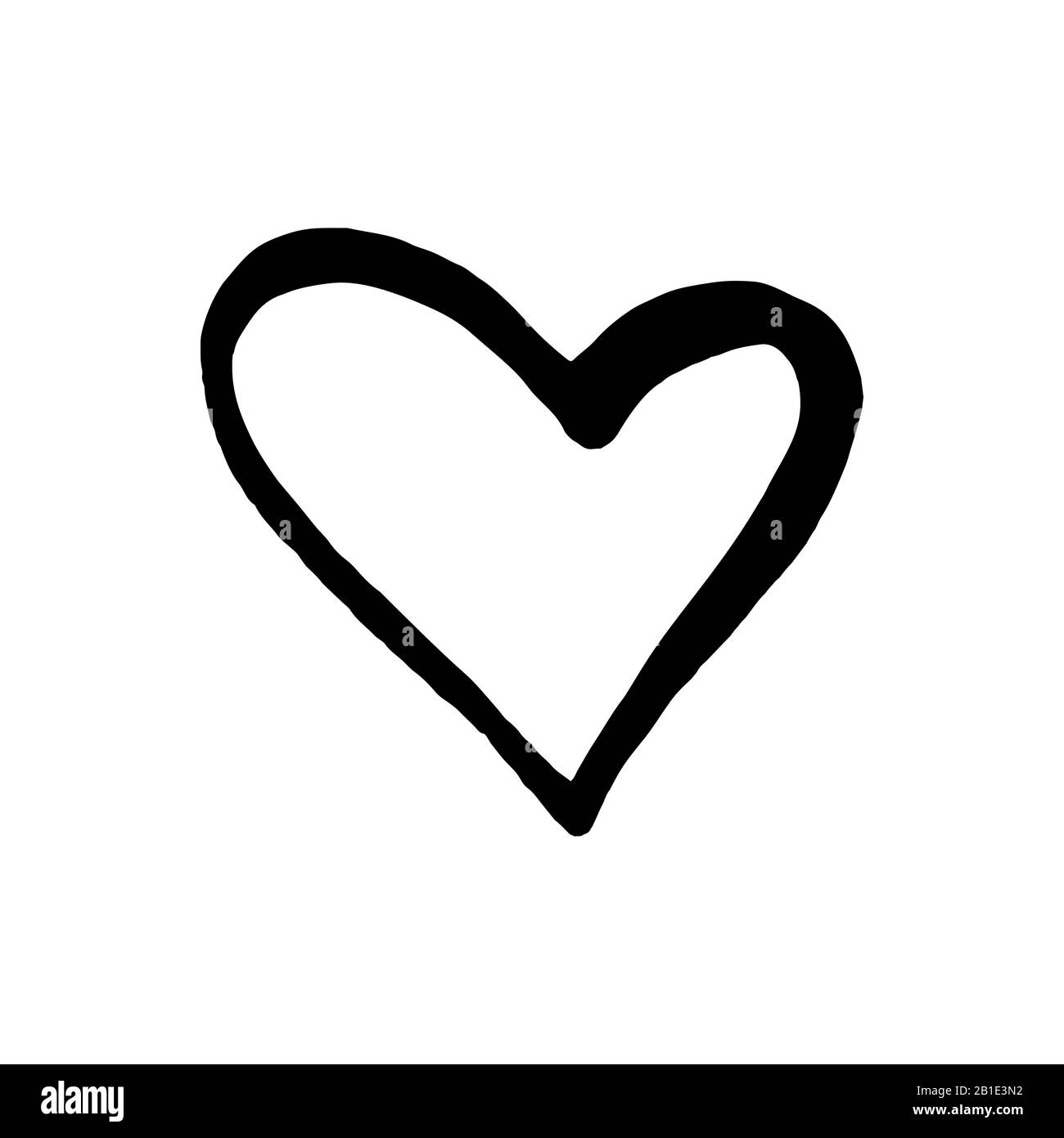 Black hand drawn heart on white background. Vector design element for ...