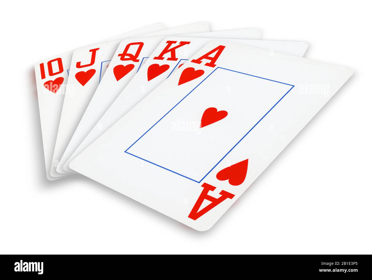 Poker cards Straight Flush hearts hand - isolated on white Stock Photo ...
