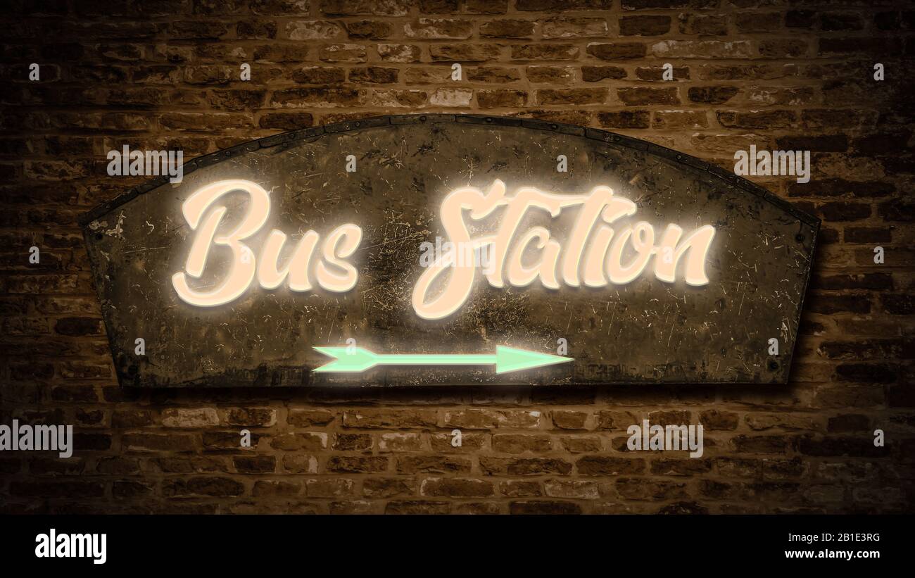 Street Sign the Direction Way to Bus Station Stock Photo - Alamy