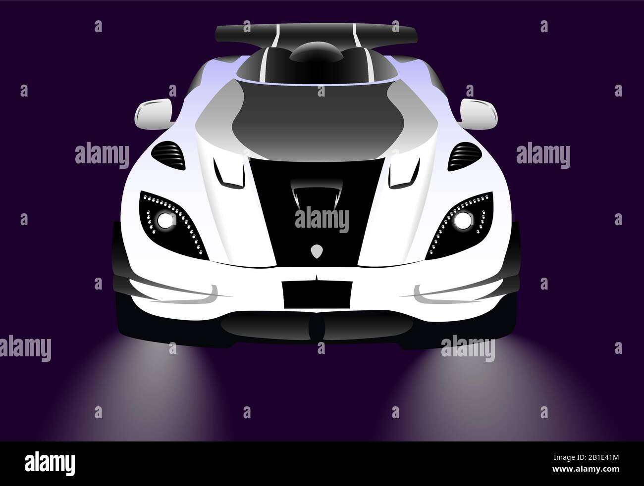 Sports car in white with headlights and a wing Stock Vector Image & Art ...