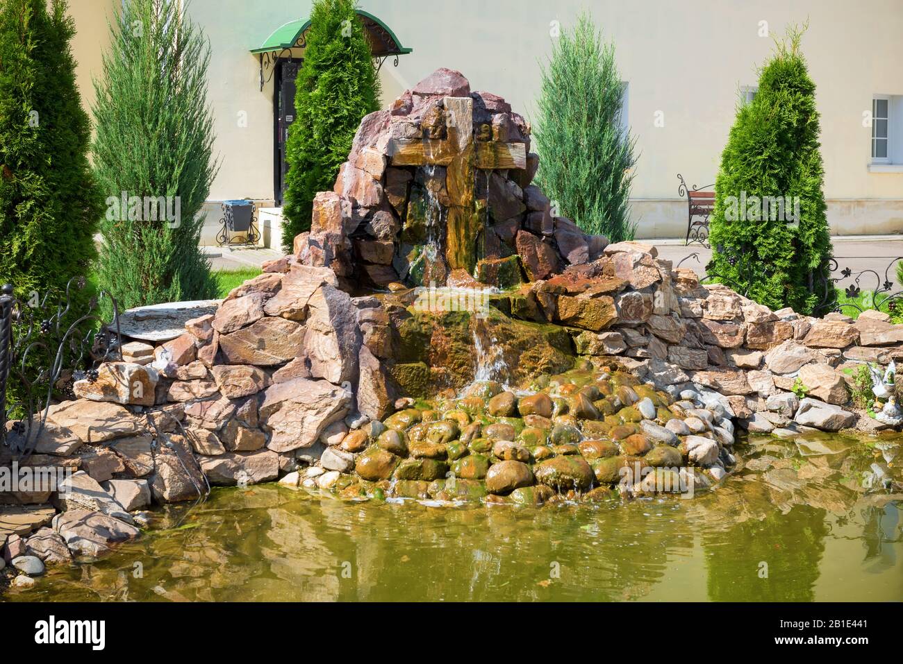 Pond and the Cross Waterfall in the Nikolo-Peshnoshsky Monastery Stock ...