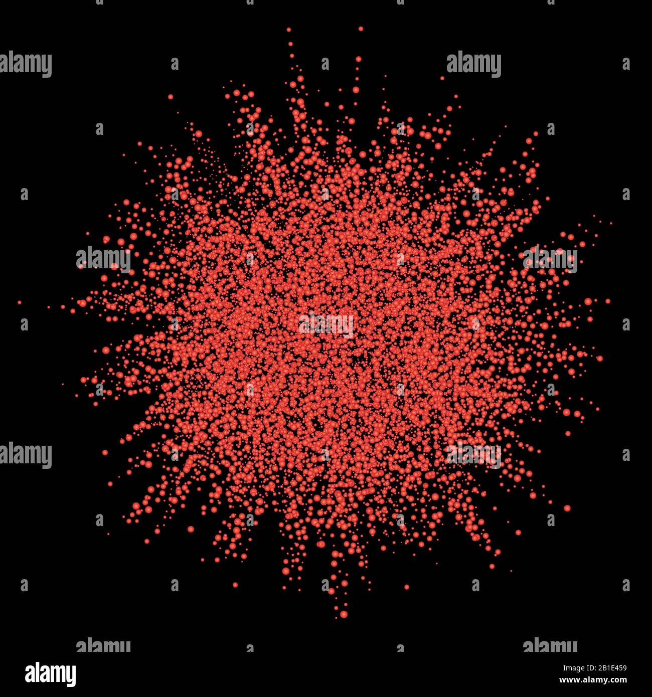 Abstract Red explosion on dark background. Color powder banner on black ...