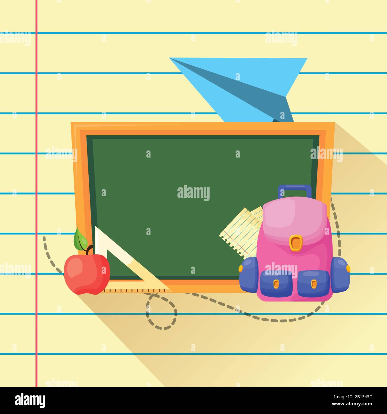 back to school poster with chalkboard and supplies Stock Vector Image ...