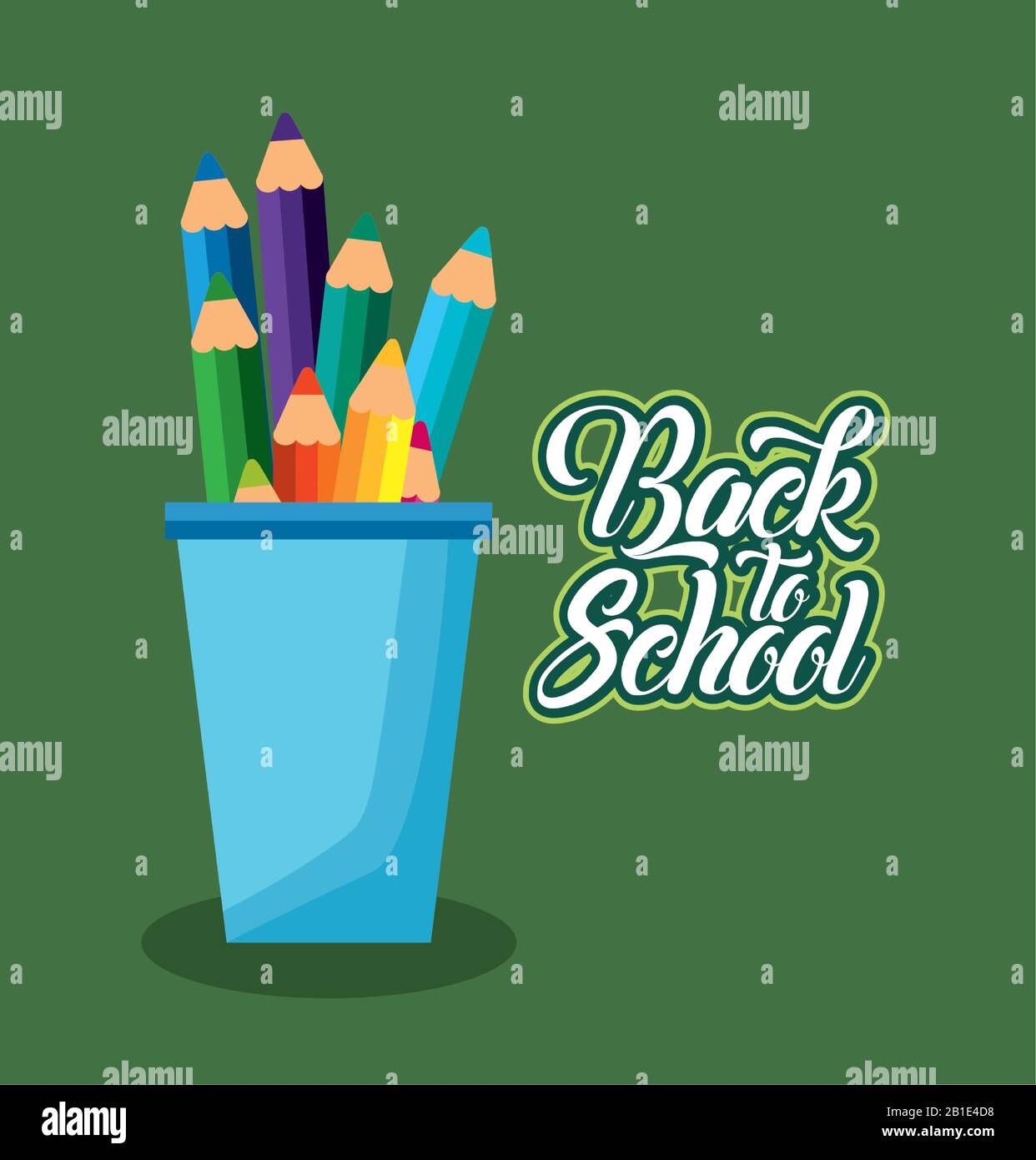 back to school poster with colors pencils holder Stock Vector Image ...