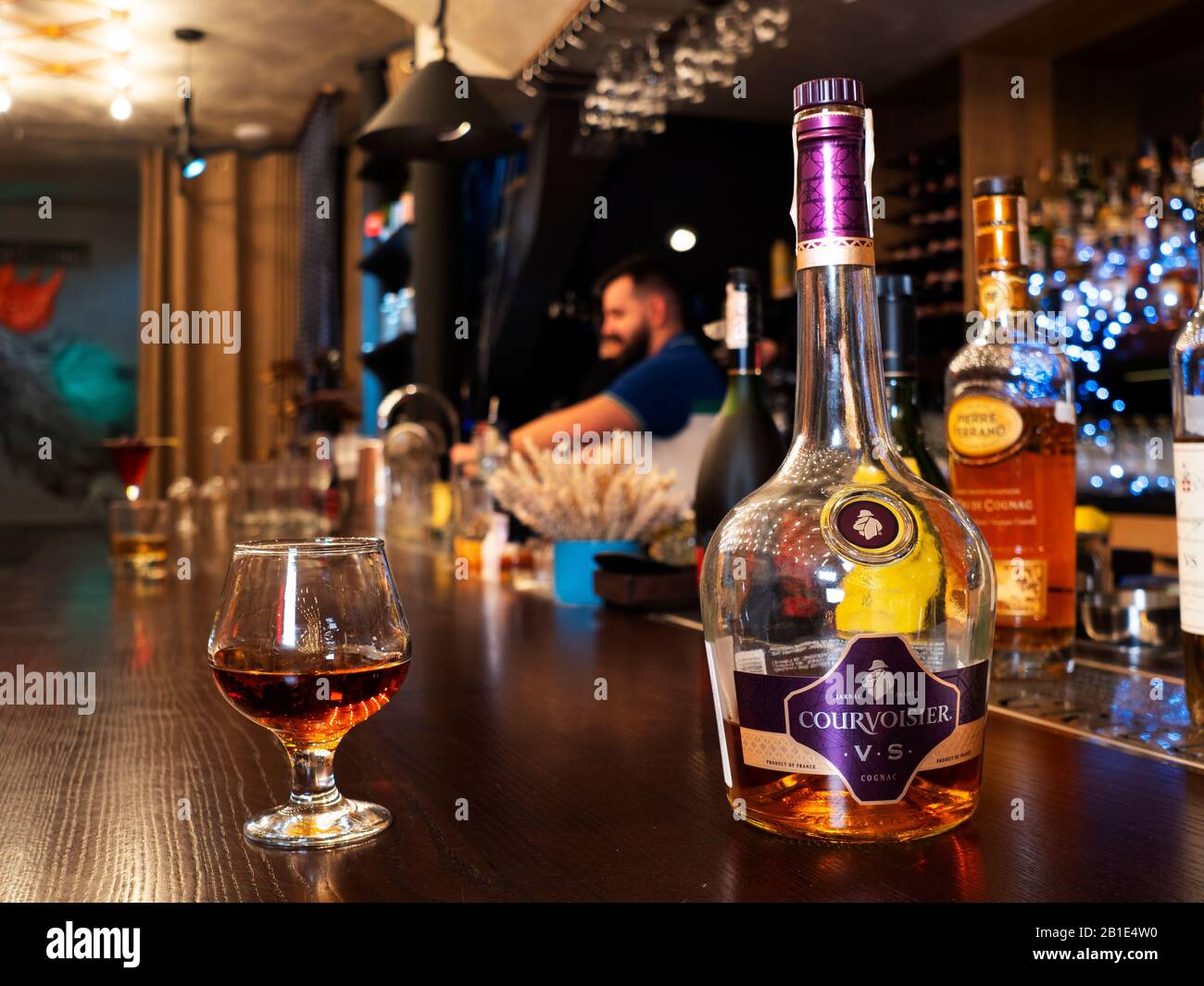 Cognac Courvoisier VS on the bar Stock Photo - Alamy