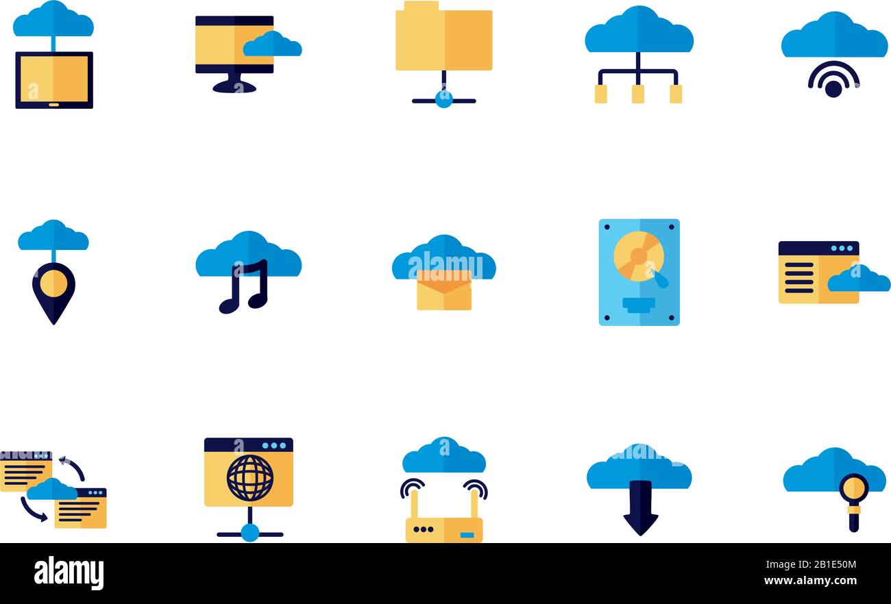 Bundle Of Cloud Computing Flat Style Icons Stock Vector Image And Art Alamy