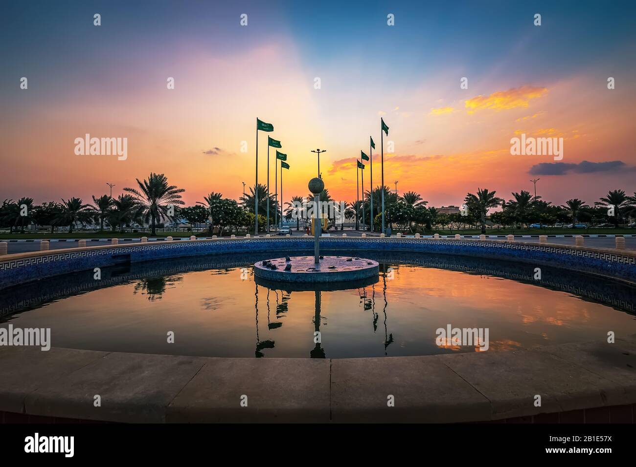 Beautiful Dramatic sunrise view in Dammam Park Saudi Arabia. City ...