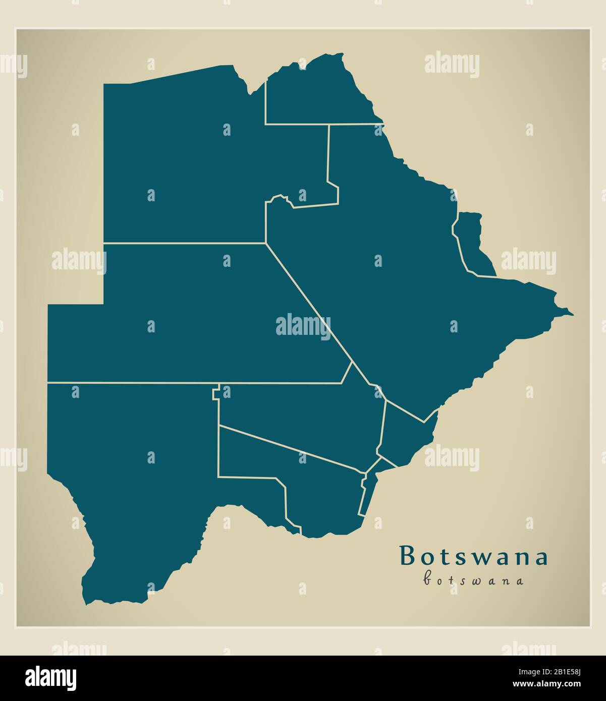 Modern Map - Botswana with districts BW Stock Vector Image & Art - Alamy