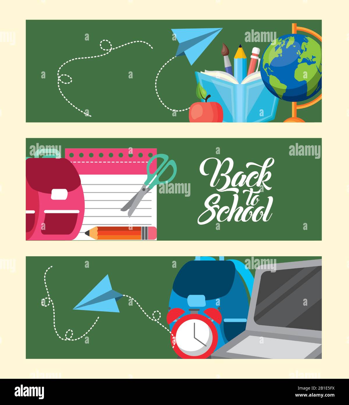 bundle of back to school poster set accessories Stock Vector Image ...
