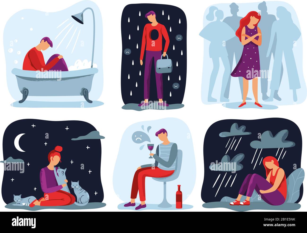 Feel loneliness. Feeling lonely, sad depressive person and social ...