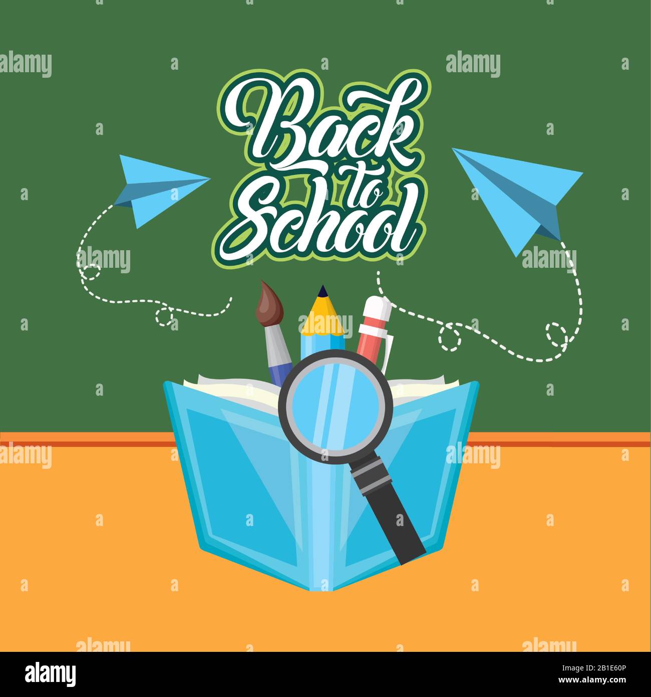 back to school poster with chalkboard and supplies Stock Vector Image ...