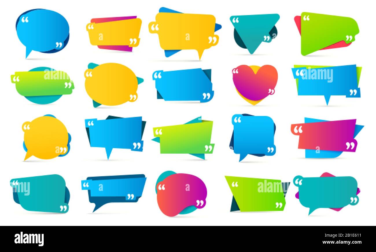 Color quote in quotes. Quotation frames, mention remarks and colorful ...