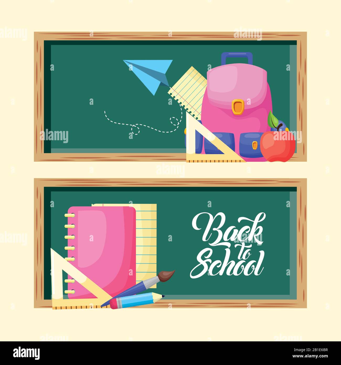 back to school poster with chalkboard and supplies Stock Vector Image ...
