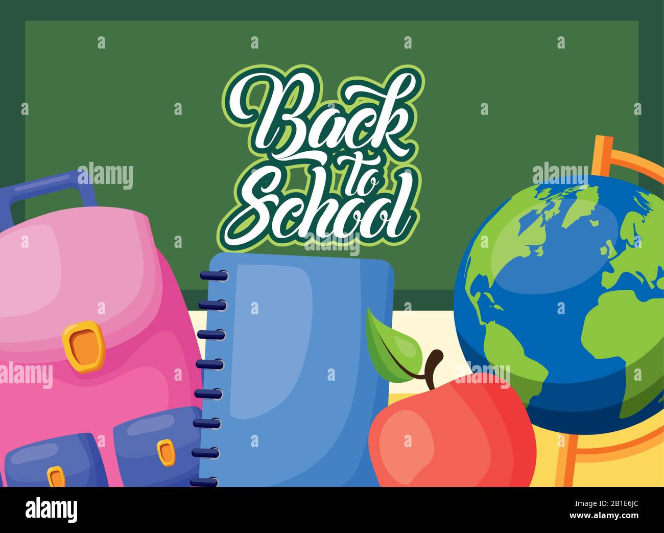 back to school poster with chalkboard and supplies Stock Vector Image ...
