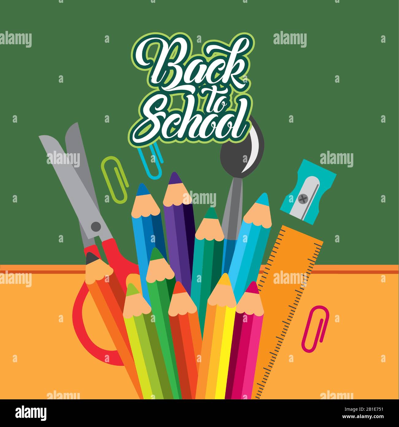 back to school poster with chalkboard and supplies Stock Vector Image ...