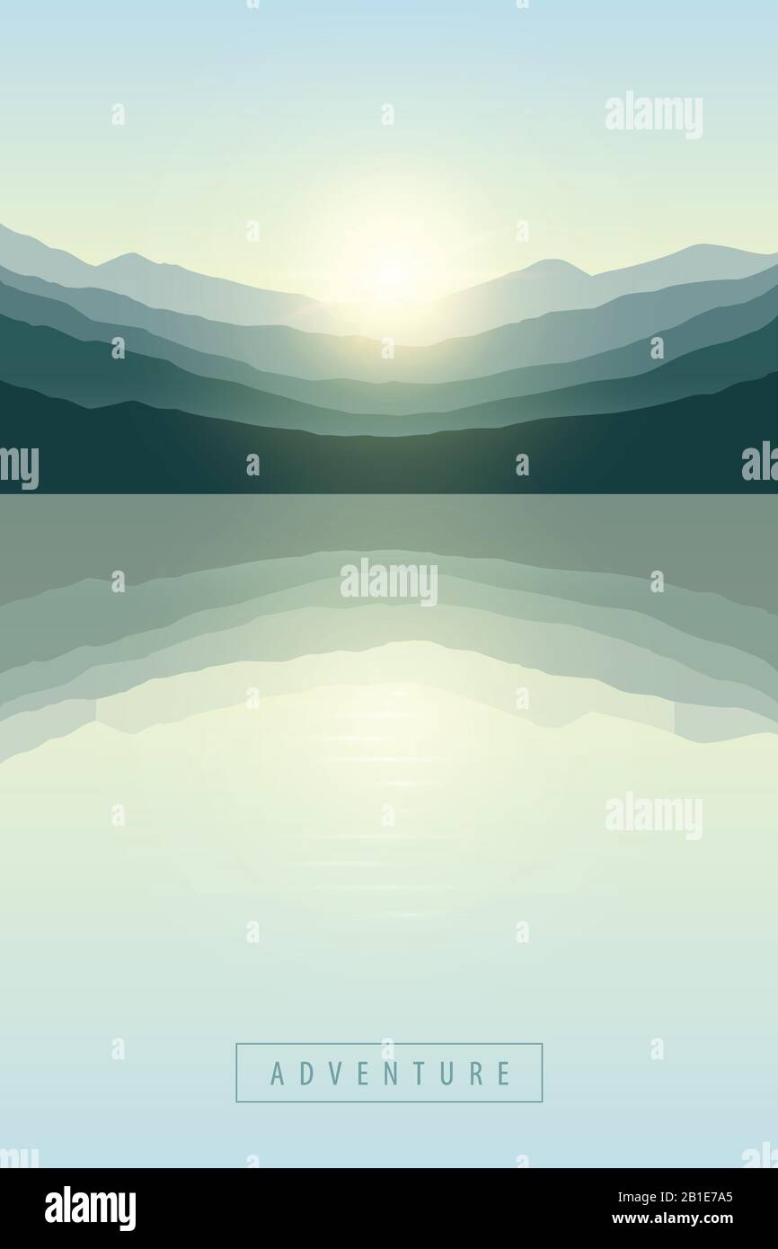 Sunrise on lake summer Stock Vector Images - Alamy