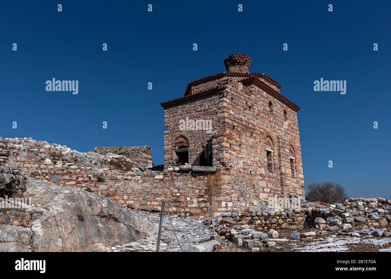 Inside the Selcuk Castle, there are cisterns of various sizes, narrow ...