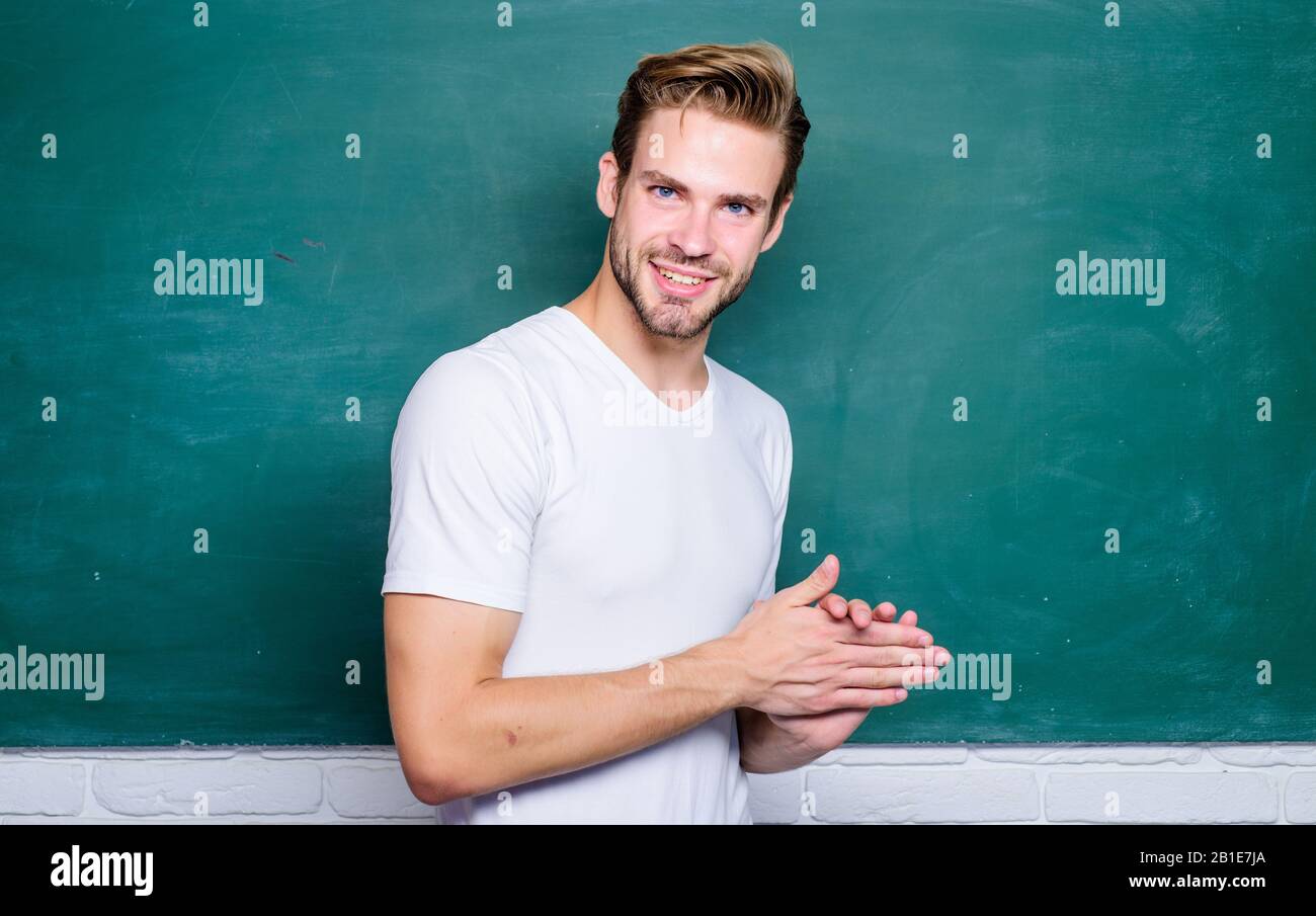 Happy teachers day. Master of simplification. Man teacher in front of ...