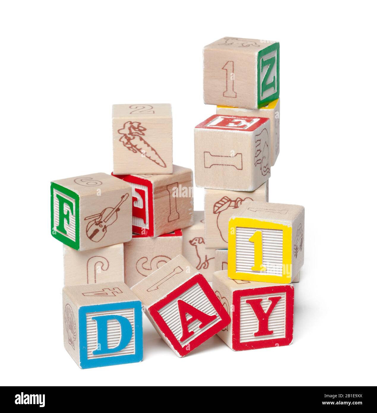 Colorful alphabet blocks. Word day isolated on white background Stock ...