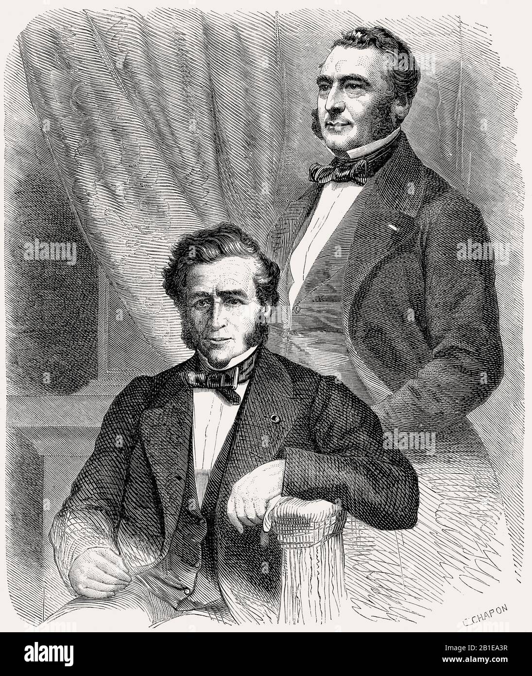 The Pereire brothers, prominent financiers in Paris, France, 19th ...