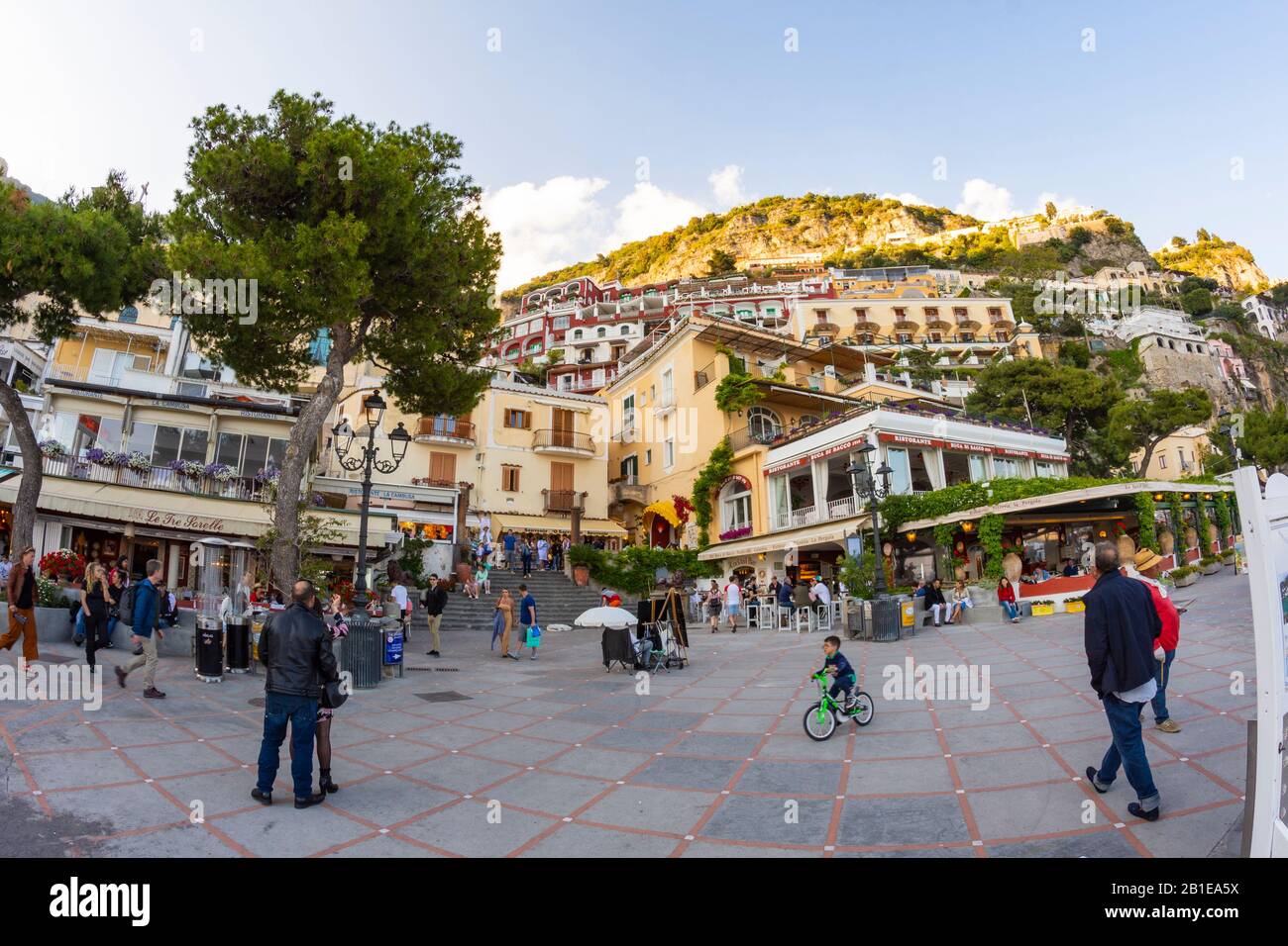 City center of Positano city along Amalfi Coast in Italy Stock Photo ...