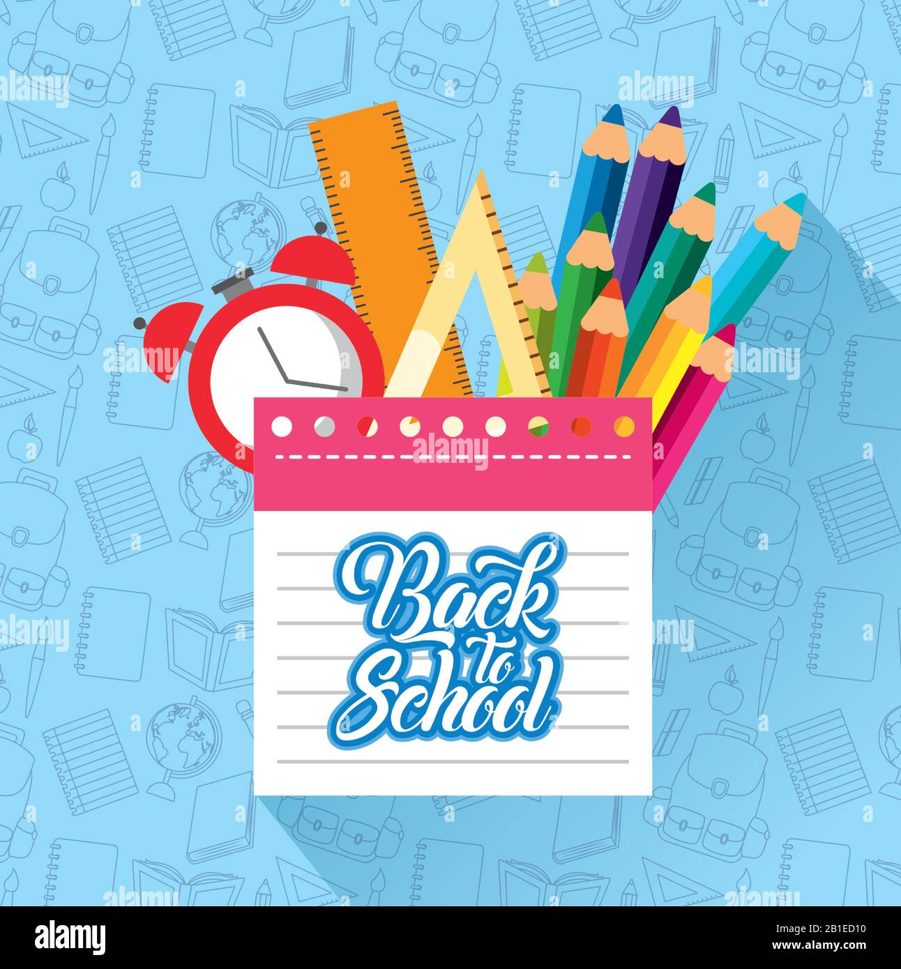 back to school poster with calendar and supplies Stock Vector Image ...